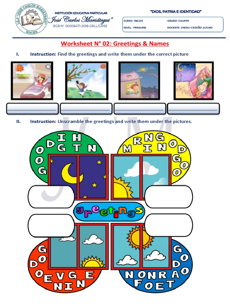 Worksheet #02 - Greeting & Names | PDF