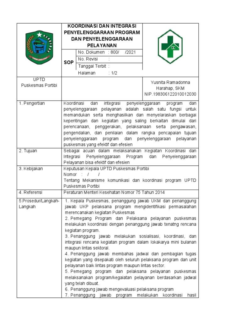 Sop Koordinasi Integrasi | PDF