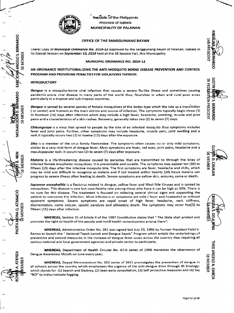 Municipal Ordinance No. 2019 13 an Ordinance Institutionalizing the ...