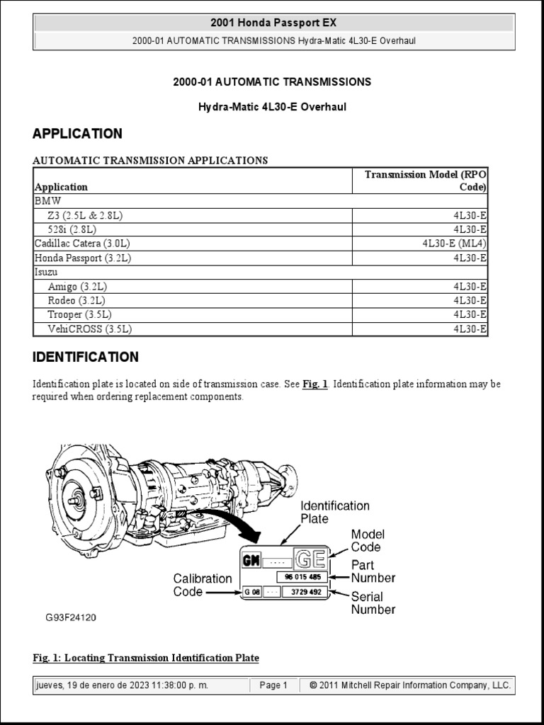 2001 Honda Passport Transmission Guide | PDF | Manual Transmission ...