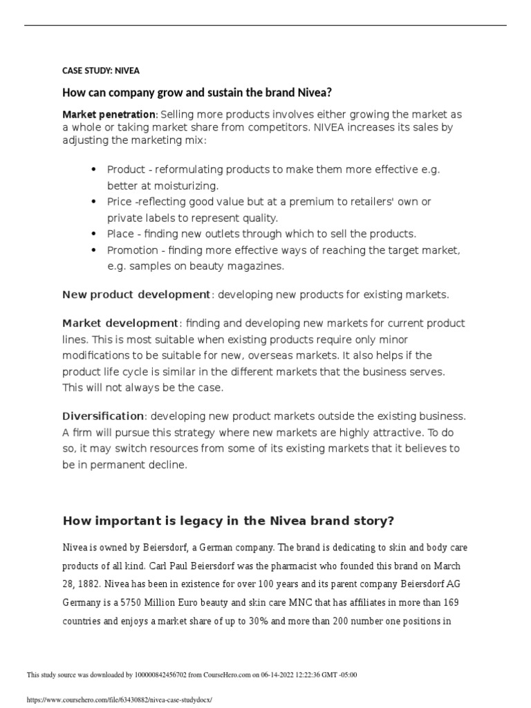 Nivea Case Study | PDF | Brand | Financial Economics