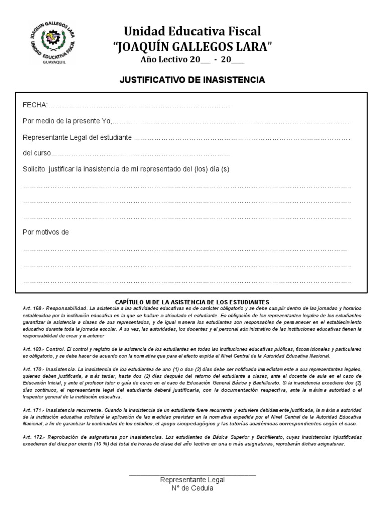 Justificativo de Inasistencia Escolar | PDF