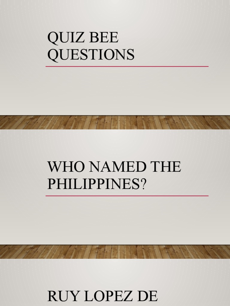 Quiz Bee Questions | PDF | Philippines | Manila
