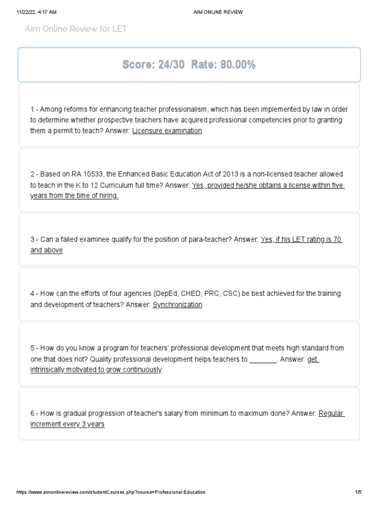 Aim Online Review 3 | PDF | Teachers | Learning