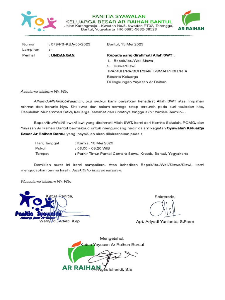 Surat Undangan Syawalan | PDF