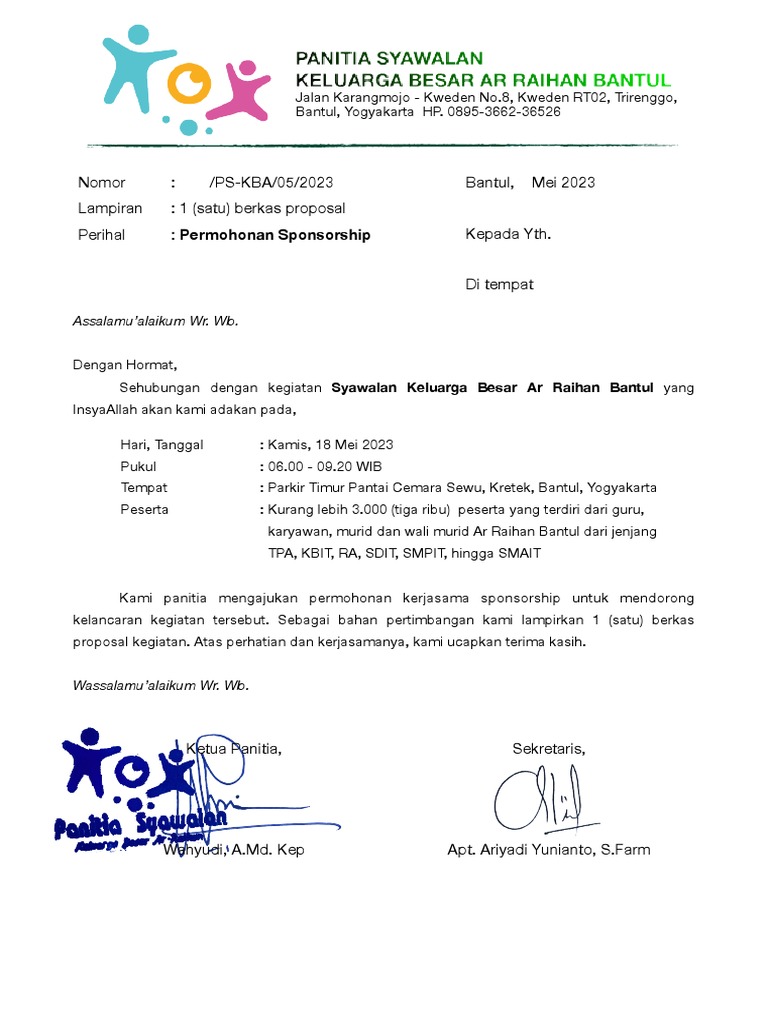Surat Pengantar Proposal Polos & MoU | PDF