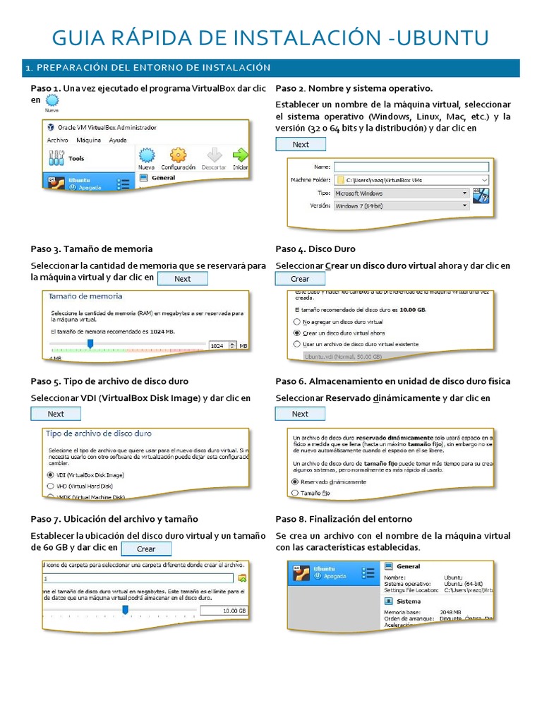 Guia Rapida de Instalación Ubuntu | PDF | Máquina virtual | Archivo de computadora