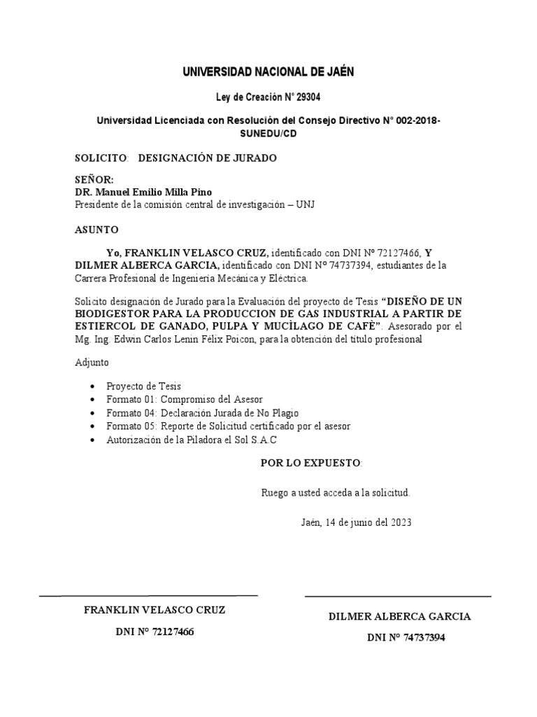 Solicitud Ejemplo | PDF