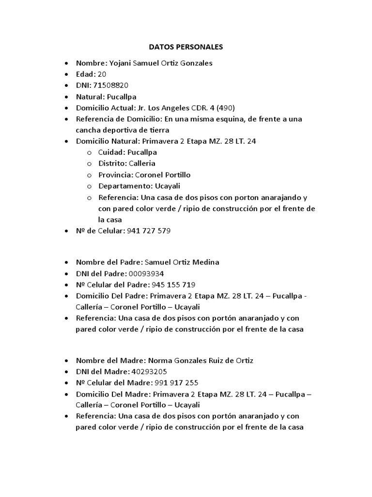 Datos Personales | PDF