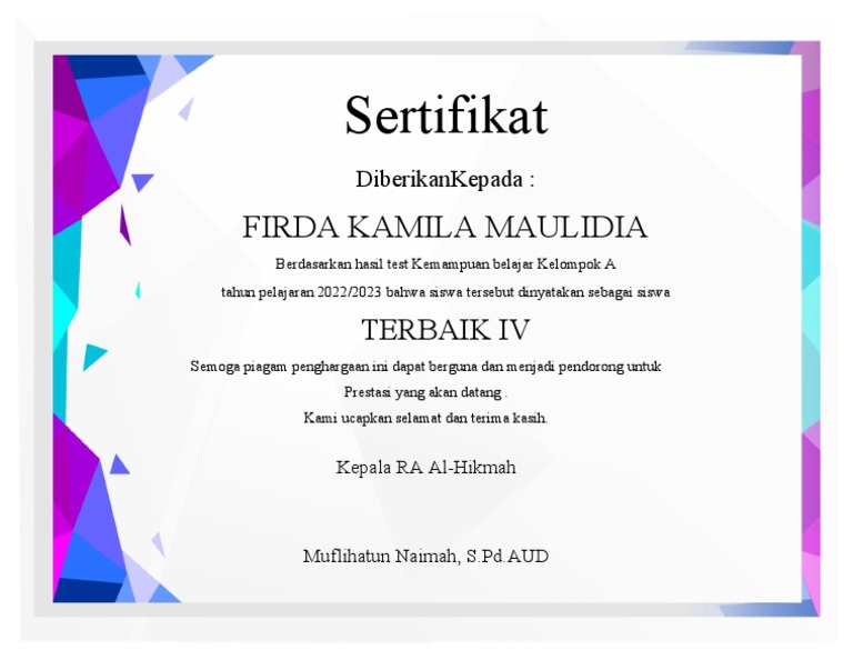 Desain Certificate Template Free Download 21 | PDF