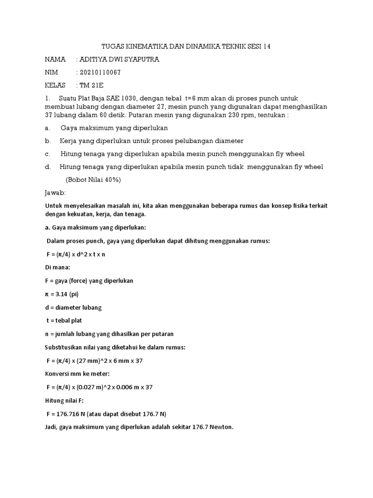 Kinematik Dan Dinamika 14 Adit | PDF
