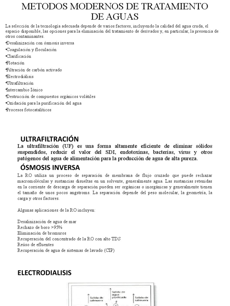 Metodos Modernos de Tratamiento de Aguas | PDF
