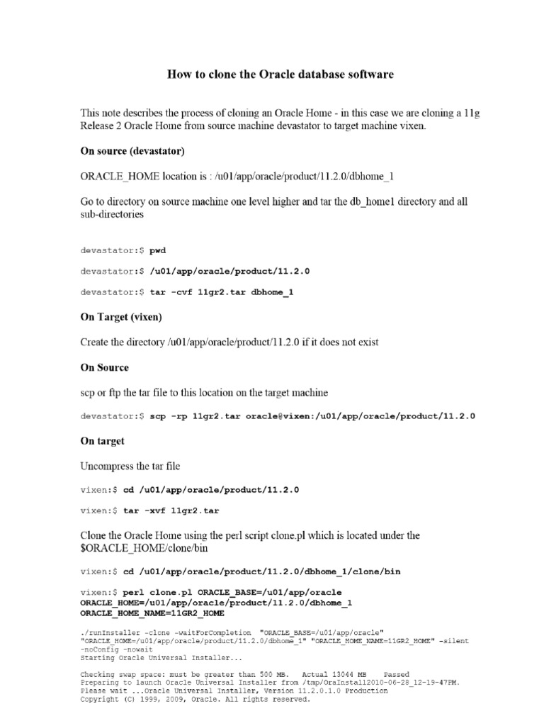 How To Clone The Oracle Database Software Pdf