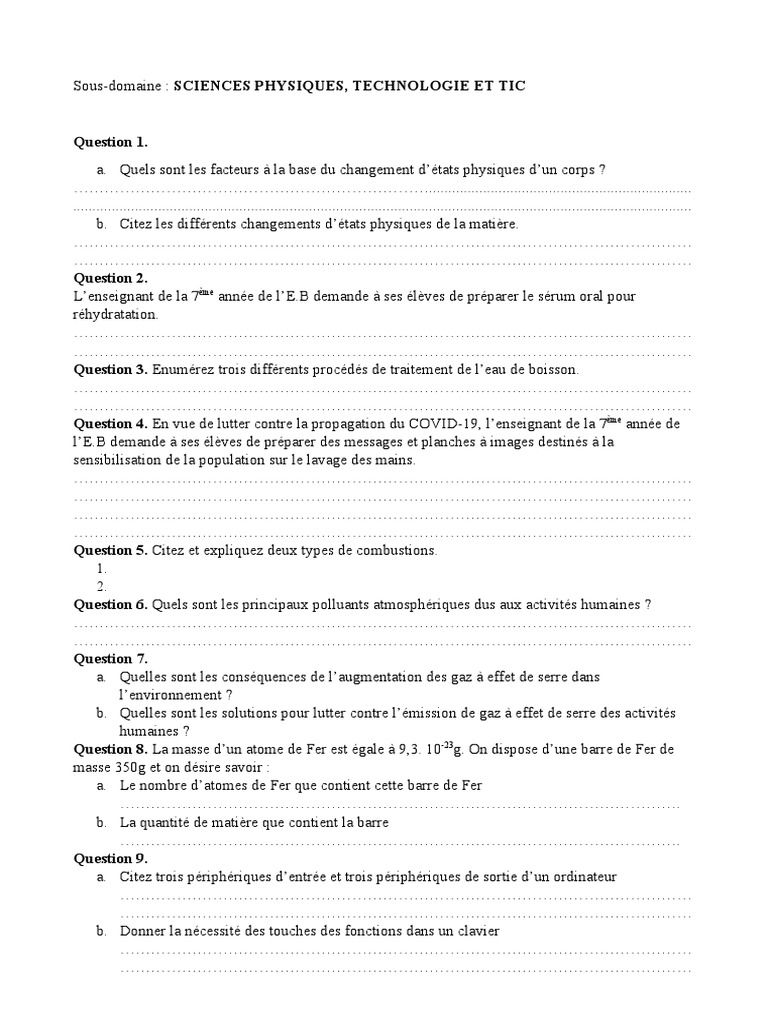 Questionnaire Tenasosp 2024 PDF | PDF | Foudre | Brique