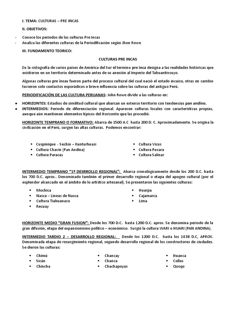 Dibujos de Culturas Pre Incas para Colorear | PDF | Imperio Inca ...
