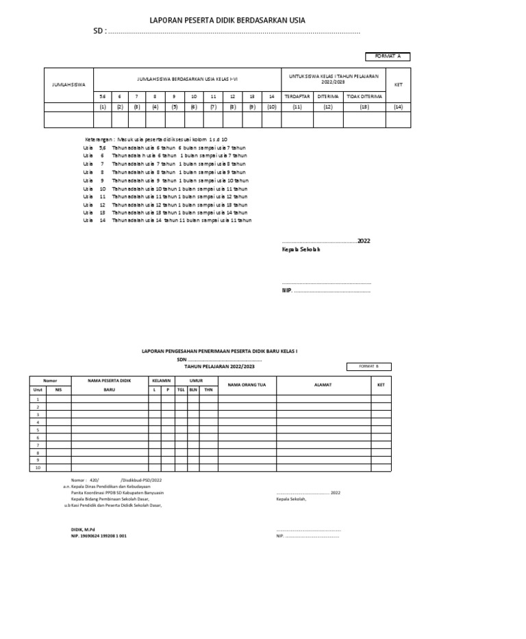 Format A Dan B, PPDB 2022 | PDF