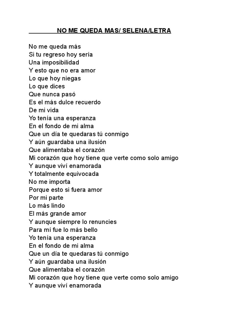 No Me Queda Mas - Selena-Letra | PDF