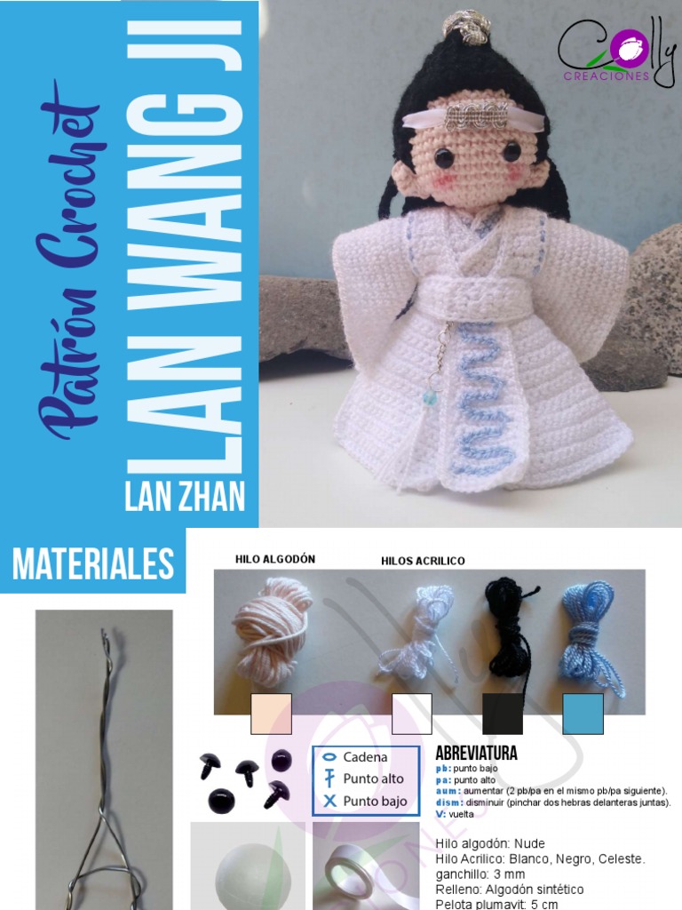Patrón Crochet: Muñeco Lan Wang Ji | PDF | Pelo | Softlines (venta ...