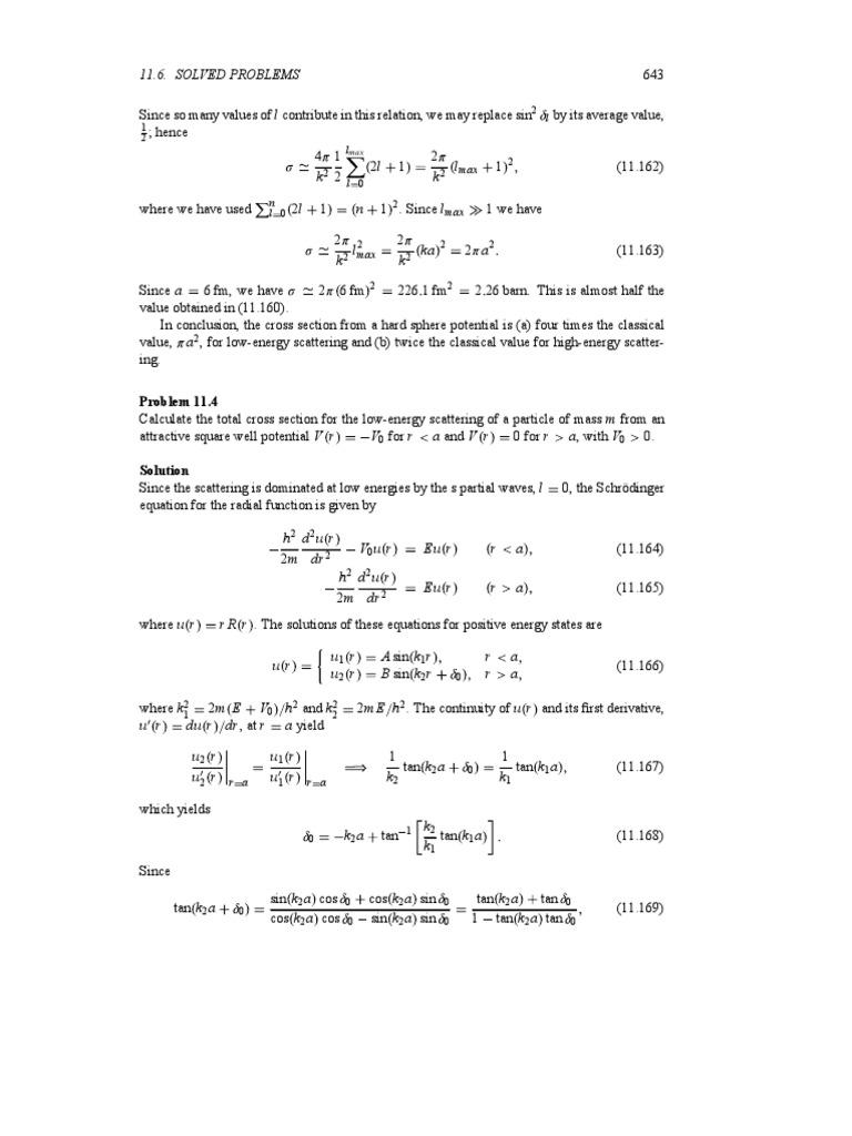 Scattering by A Square Well Potential | PDF