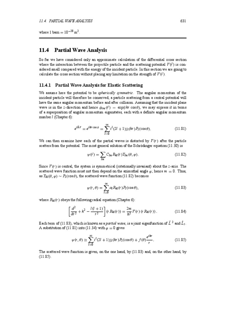 Partial Wave Analysis and Optical Theorem | PDF