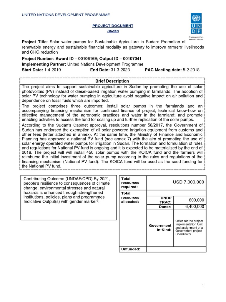 KOICA - UNDP Project Document Template 20190505 - To Sign | PDF