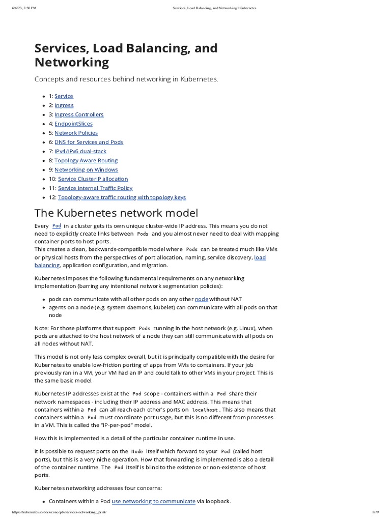 Services, Load Balancing, and Networking - Kubernetes | PDF | Business ...