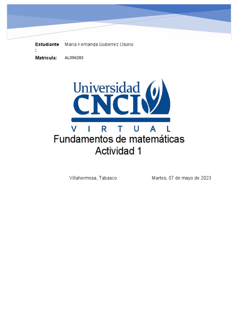 Fundamentos de matemáticas actividad 1 | PDF | Porcentaje | Exponenciación