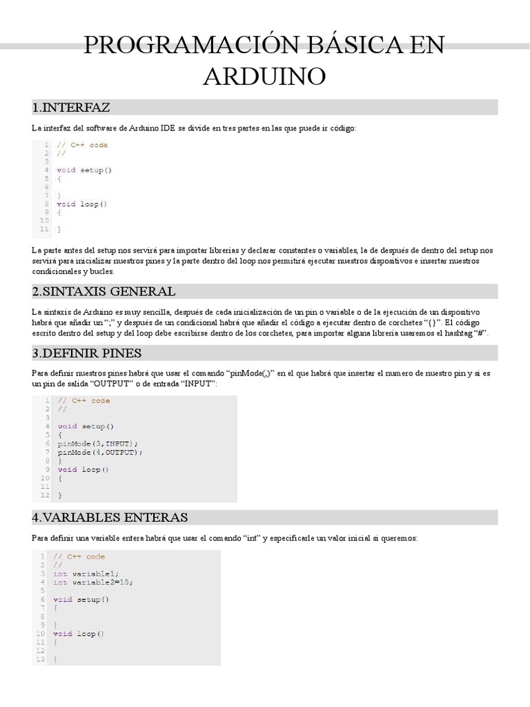 Programación Básica En Arduino Pdf Arduino Programación De 7054