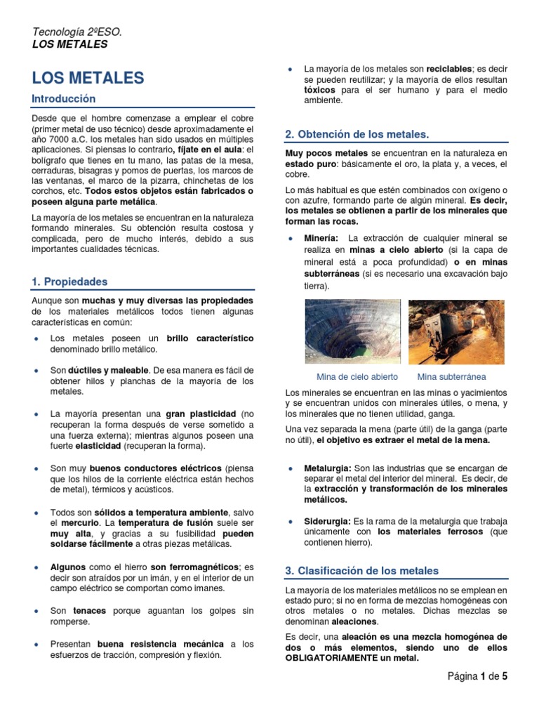 Teoría - Los Metales | PDF | Hierro | Cobre