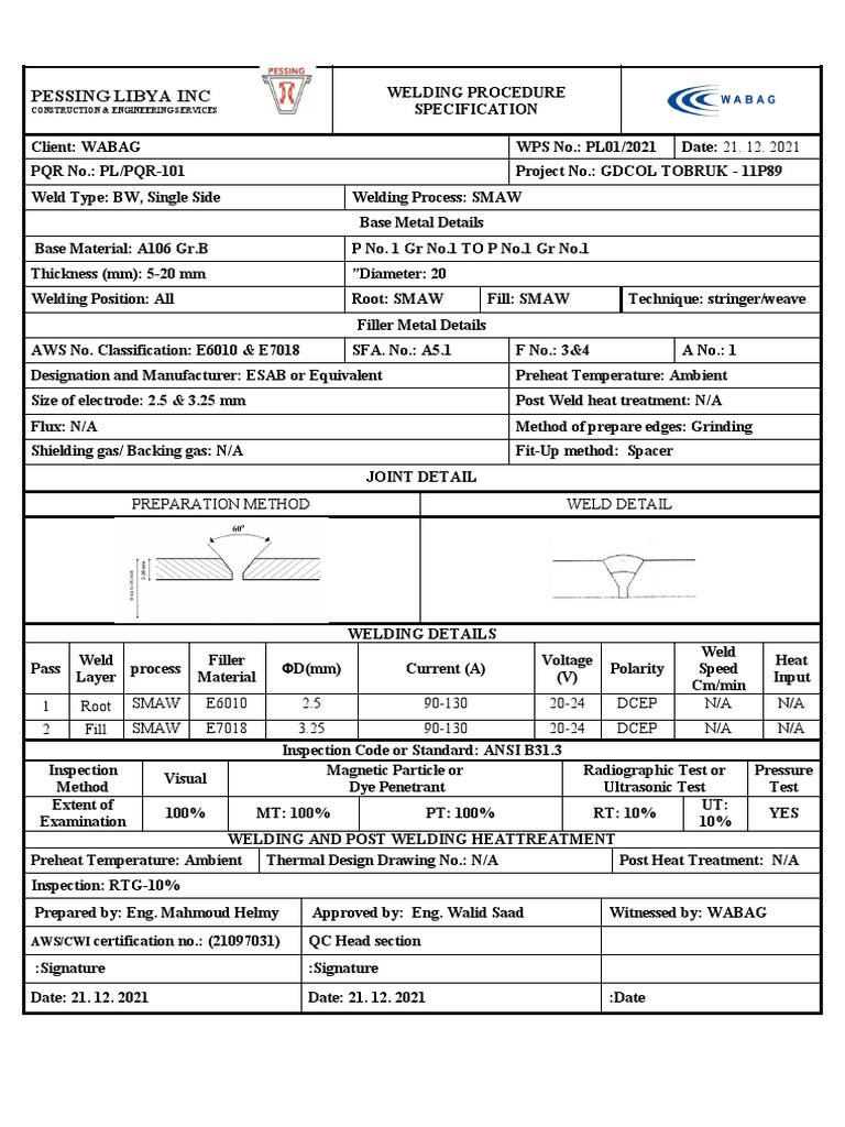 Pessing Libya INC: Weld Detail Preparation Method | PDF | Construction ...