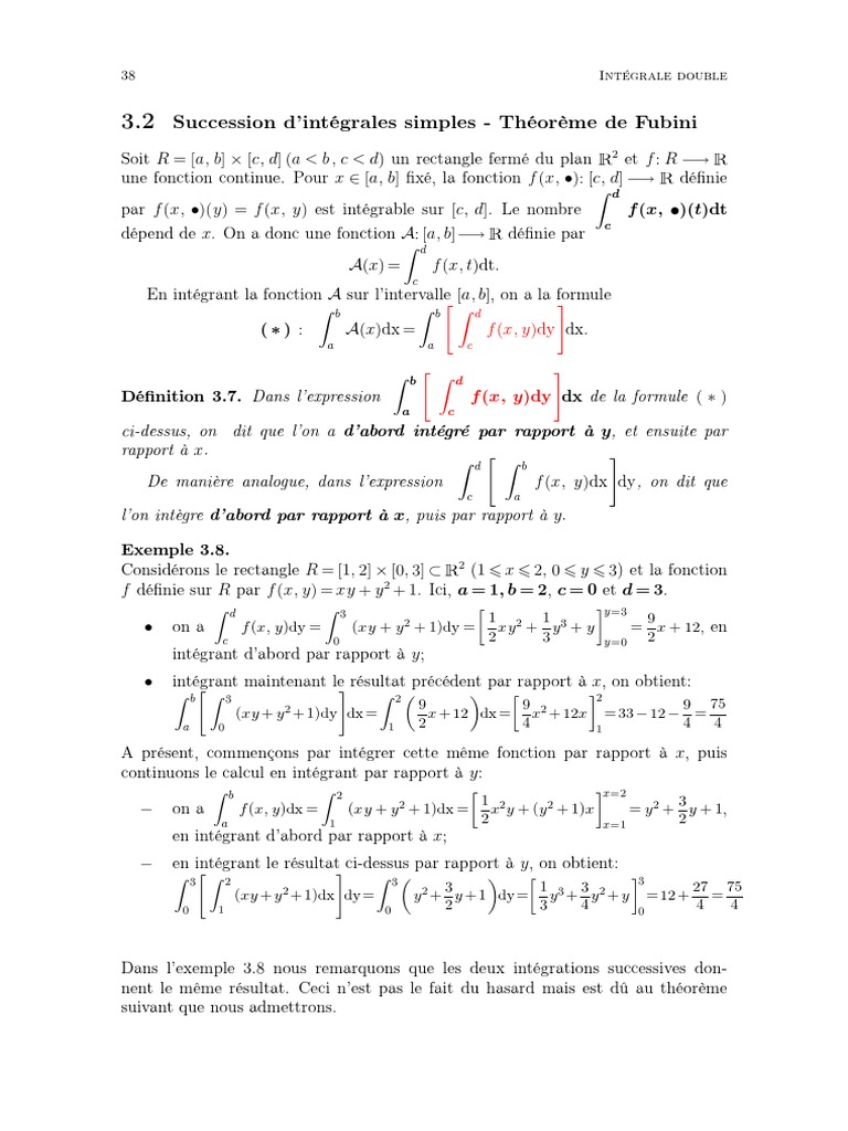 Théorème de Fubini et intégrales doubles | PDF | Intégral | Algèbre
