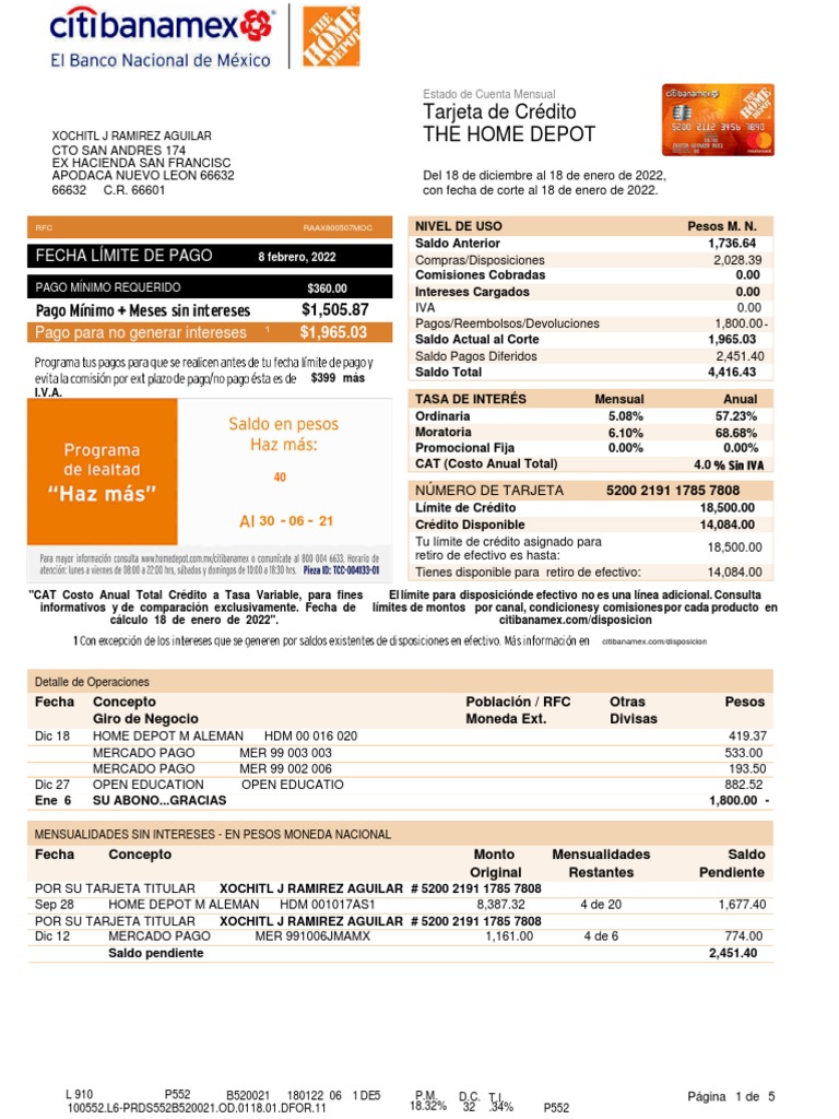 Estado de Cuenta | PDF | Tarjeta de crédito | Economias