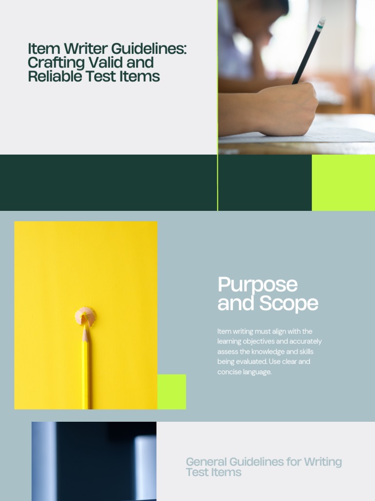 Item Writer Guidelines: Crafting Valid and Reliable Test Items | PDF
