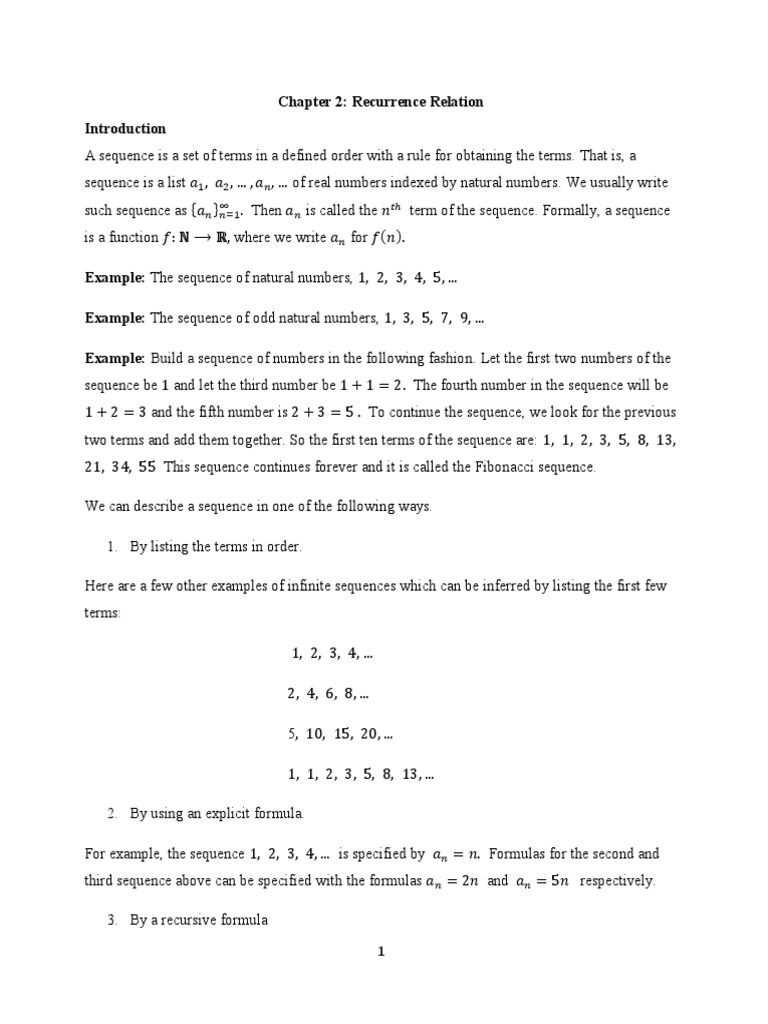 Chapter 2 Discrete Pdf Recurrence Relation Sequence