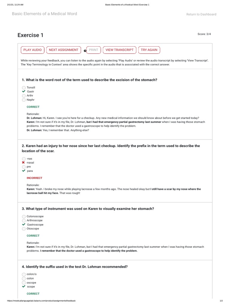 1 Basic Elements of A Medical Word Exercise 1 | PDF | Medical ...