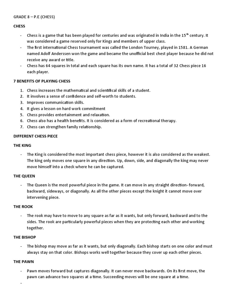 G - 8 Chess Module | PDF | Chess | Board Games