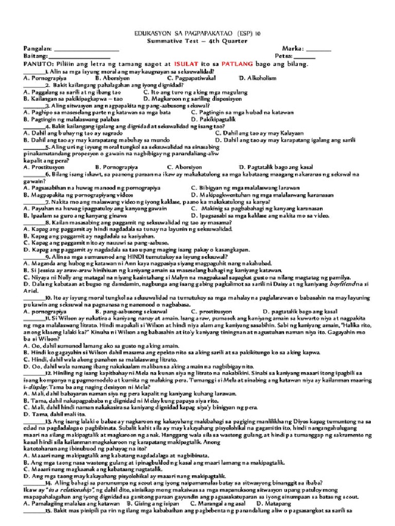 4th Quarter ESP | PDF