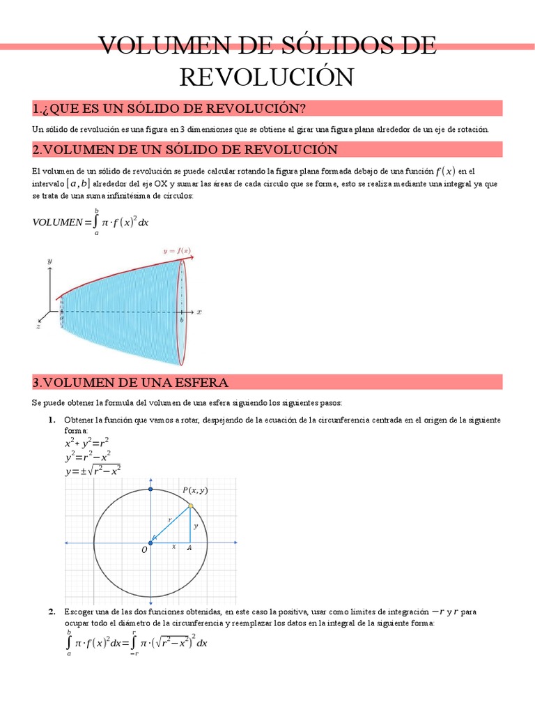 Volumen de Sólidos de Revolución | PDF