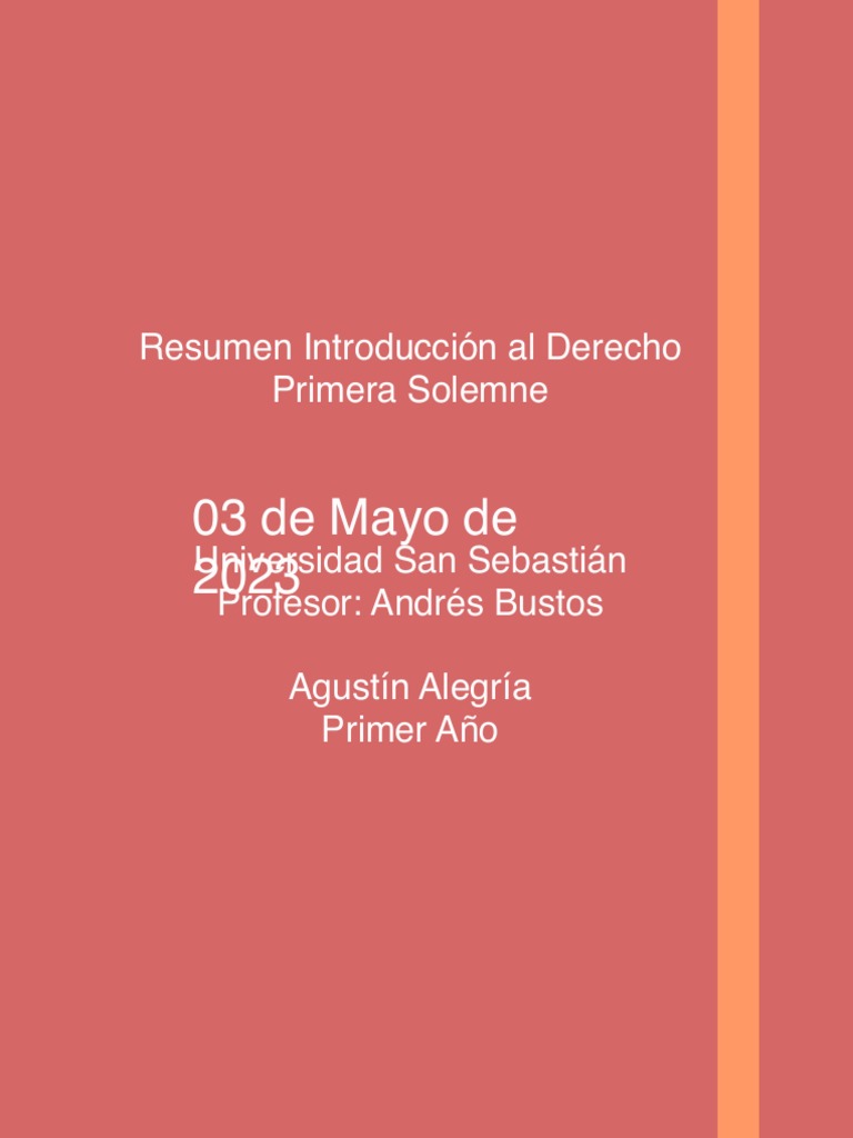 Resumen Intro al D° 1era Solemne | PDF | Caso de ley | Constitución