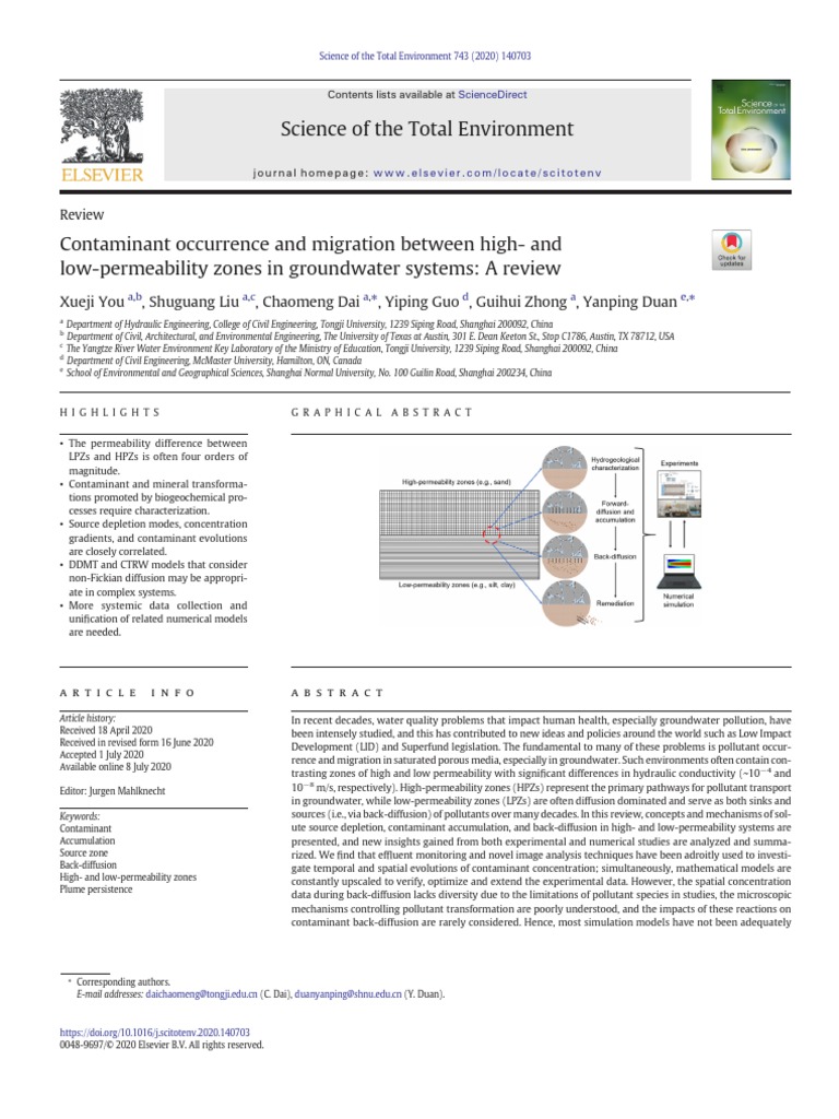 Contaminant Occurrence and Migration Between High and Low Permeability Zones in Groundwater ...