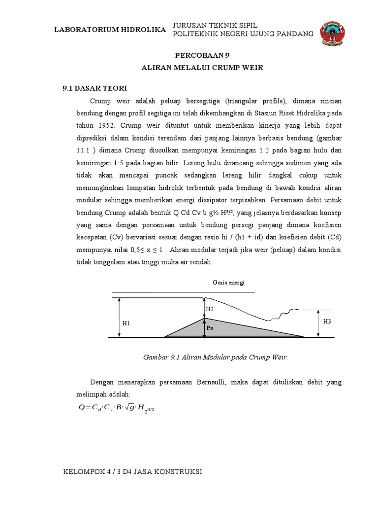 Percobaan 9 Crump Weir | PDF