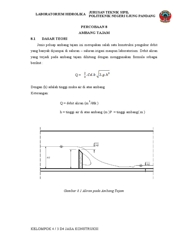 Percobaan 8 Ambang Tajam | PDF