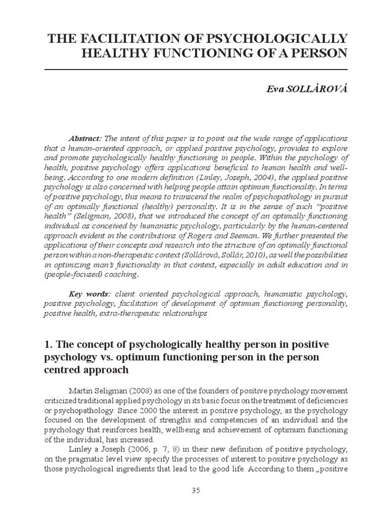 Positive Psychology & Optimal Functioning | PDF