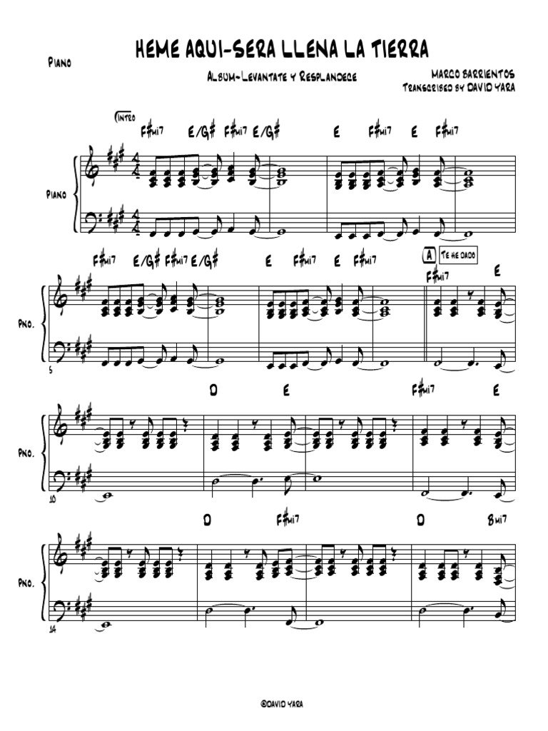 Heme Aqui-Sera Llena La Tierra Score II - Piano | PDF