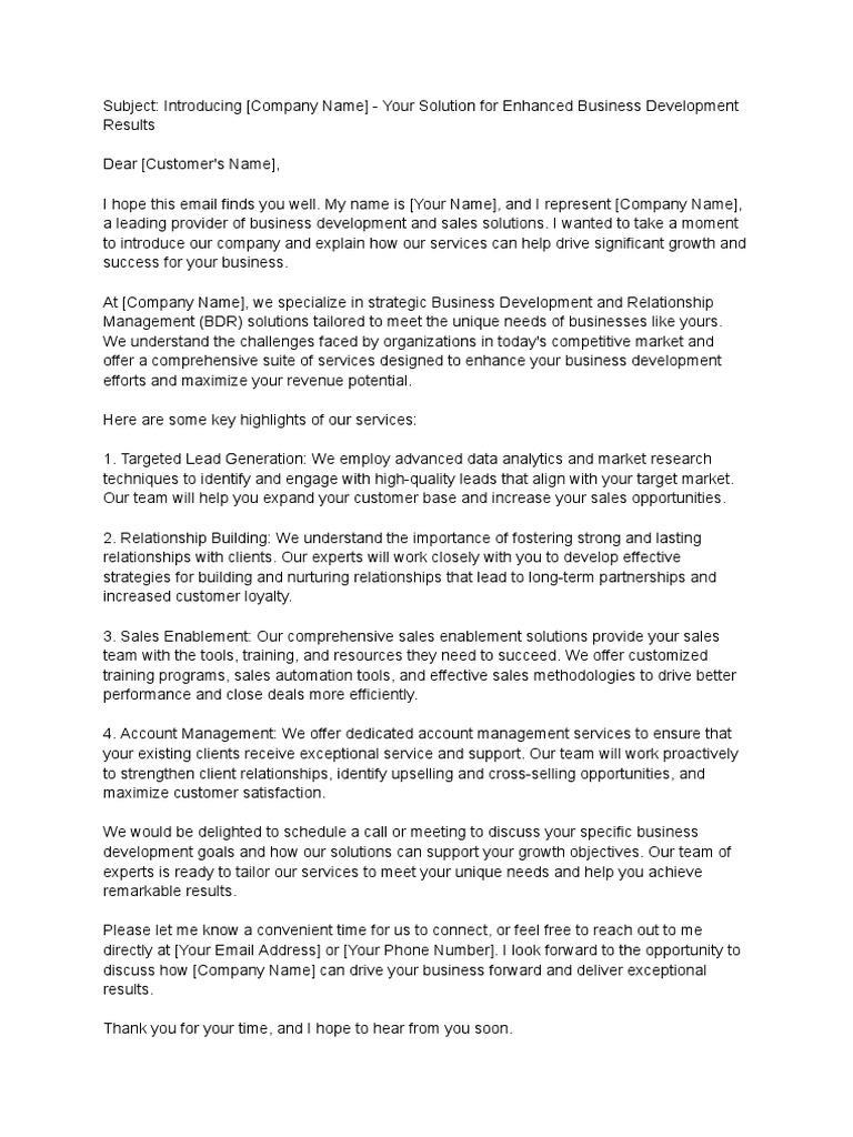 BDR Sample Mail | PDF