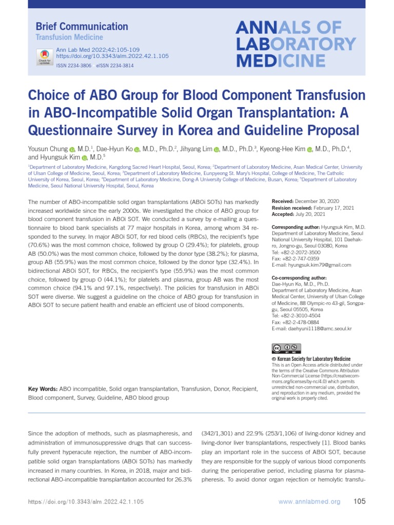 Abo Transfusion in Mismatch Transplant | PDF | Blood Transfusion ...