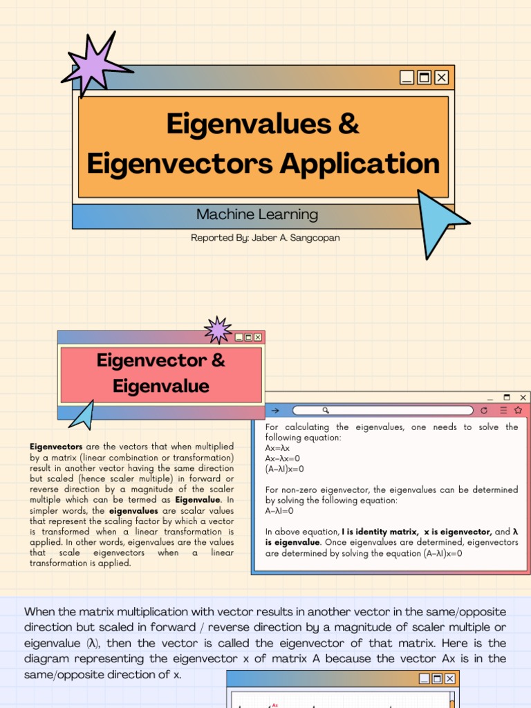 Eigenvalues & Eigenvectors Application Machine Learning | PDF