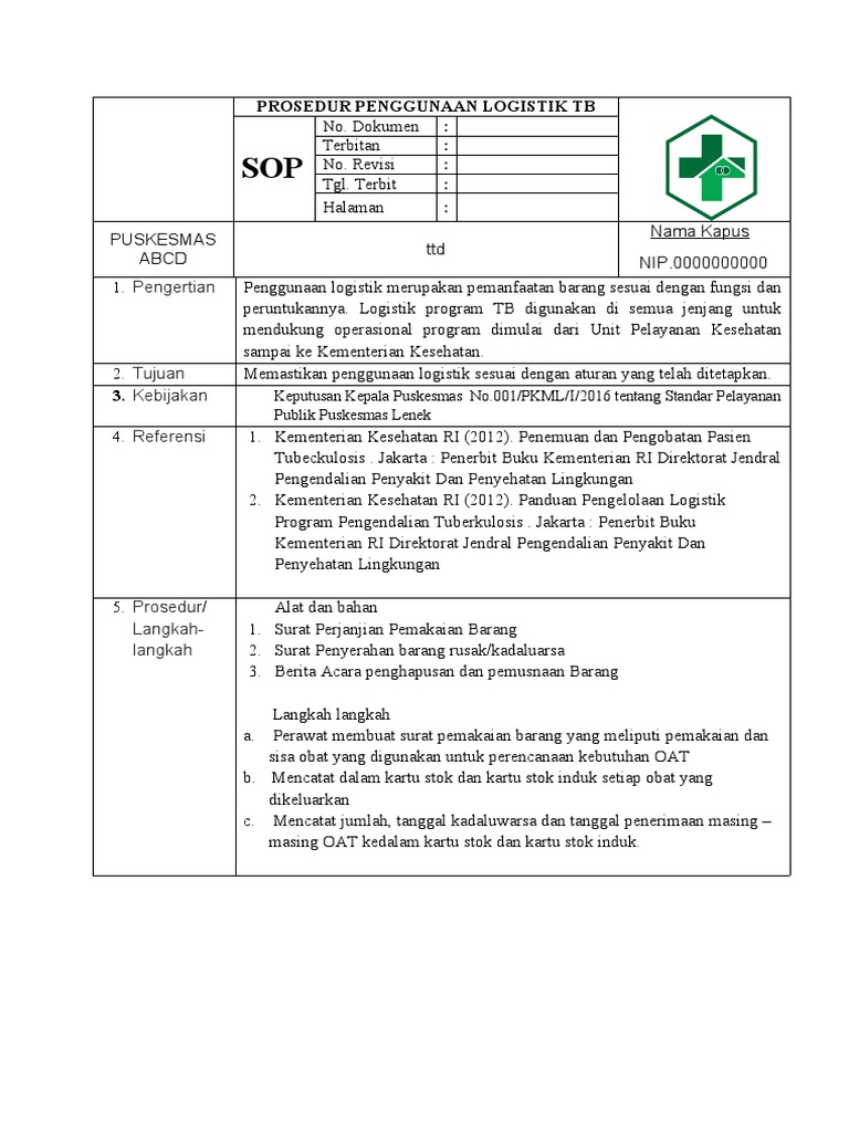 Prosedur Logistik TB Puskesmas | PDF