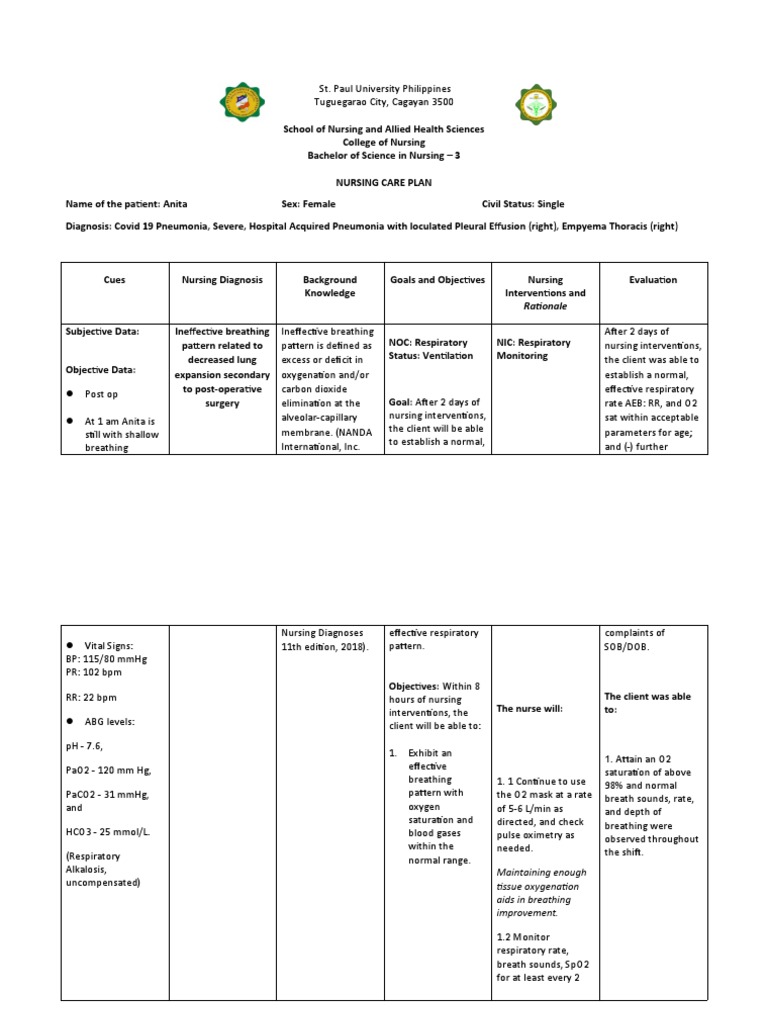 NCP - Or-Rotation 2 | PDF | Breathing | Respiratory System