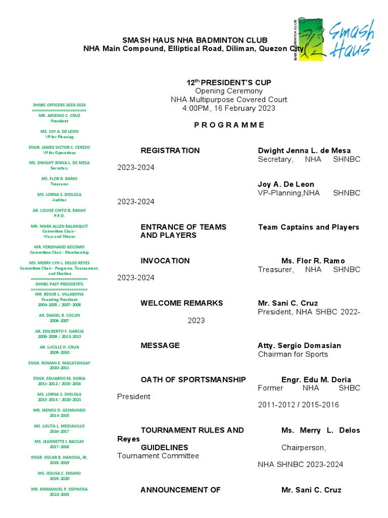 Programme Presidents Cup 2023 | PDF